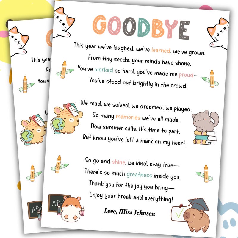 End of Year Letter to Students Preschool - Etsy
