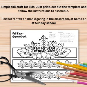 Fall Paper Crown Craft, Fall for Jesus He Never Leaves Coloring Page ...