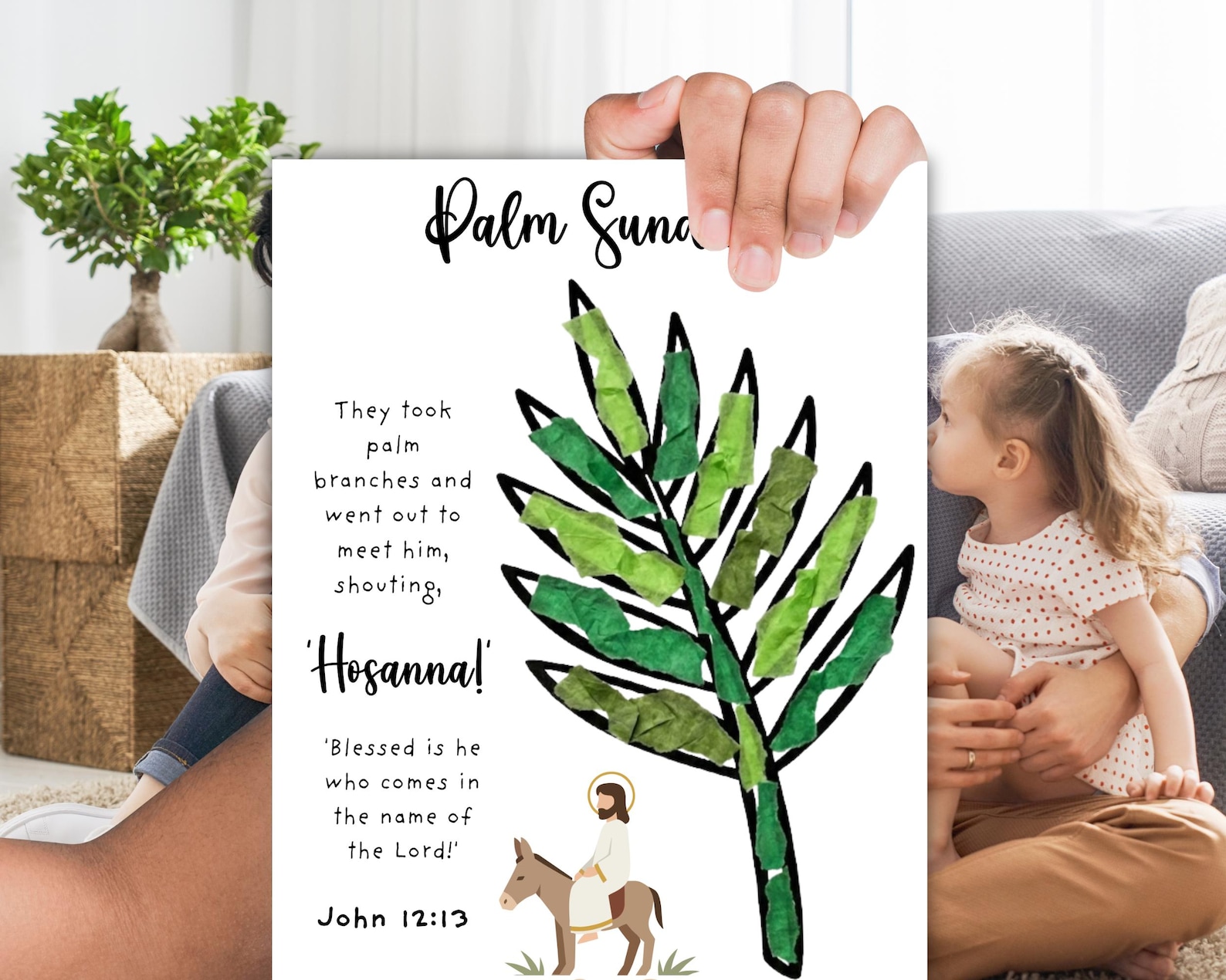 Palm Sunday Tissue Paper Craft, Palm Sunday Bible Craft Tear Art, Jesus ...