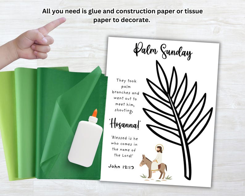 Palm Sunday Tissue Paper Craft, Palm Sunday Bible Craft Tear Art, Jesus ...