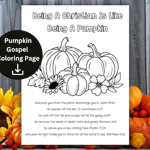 Pumpkin Gospel Coloring Page Printable, Being A Christian is Like Being ...