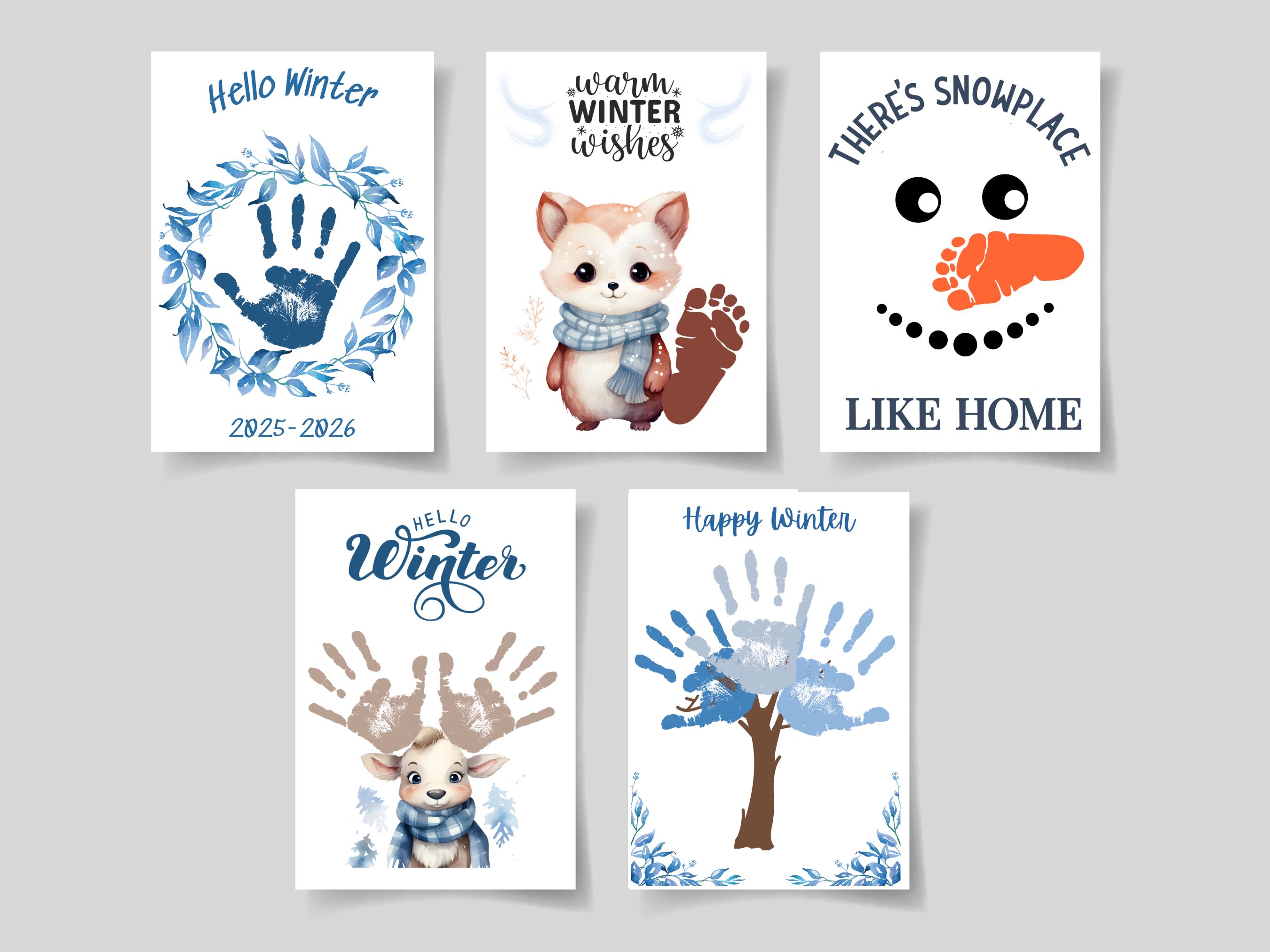 Winter Handprint Art Bundle, Winter Handprint Craft, Printable, Winter ...