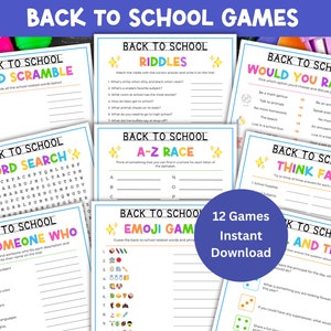 Printable Back to School Games Bundle, Set of 12 First Day of School ...