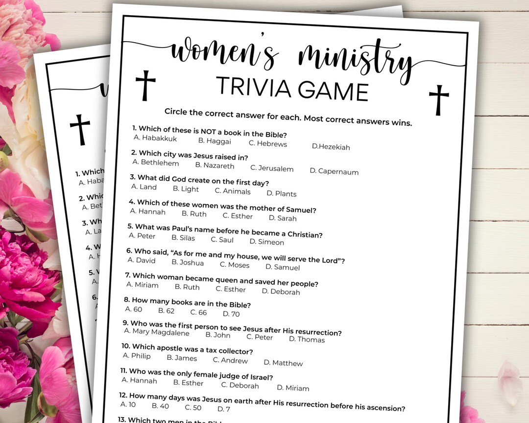 Women's Ministry Trivia Game Printable, Minimalist Womens Ministry Game ...
