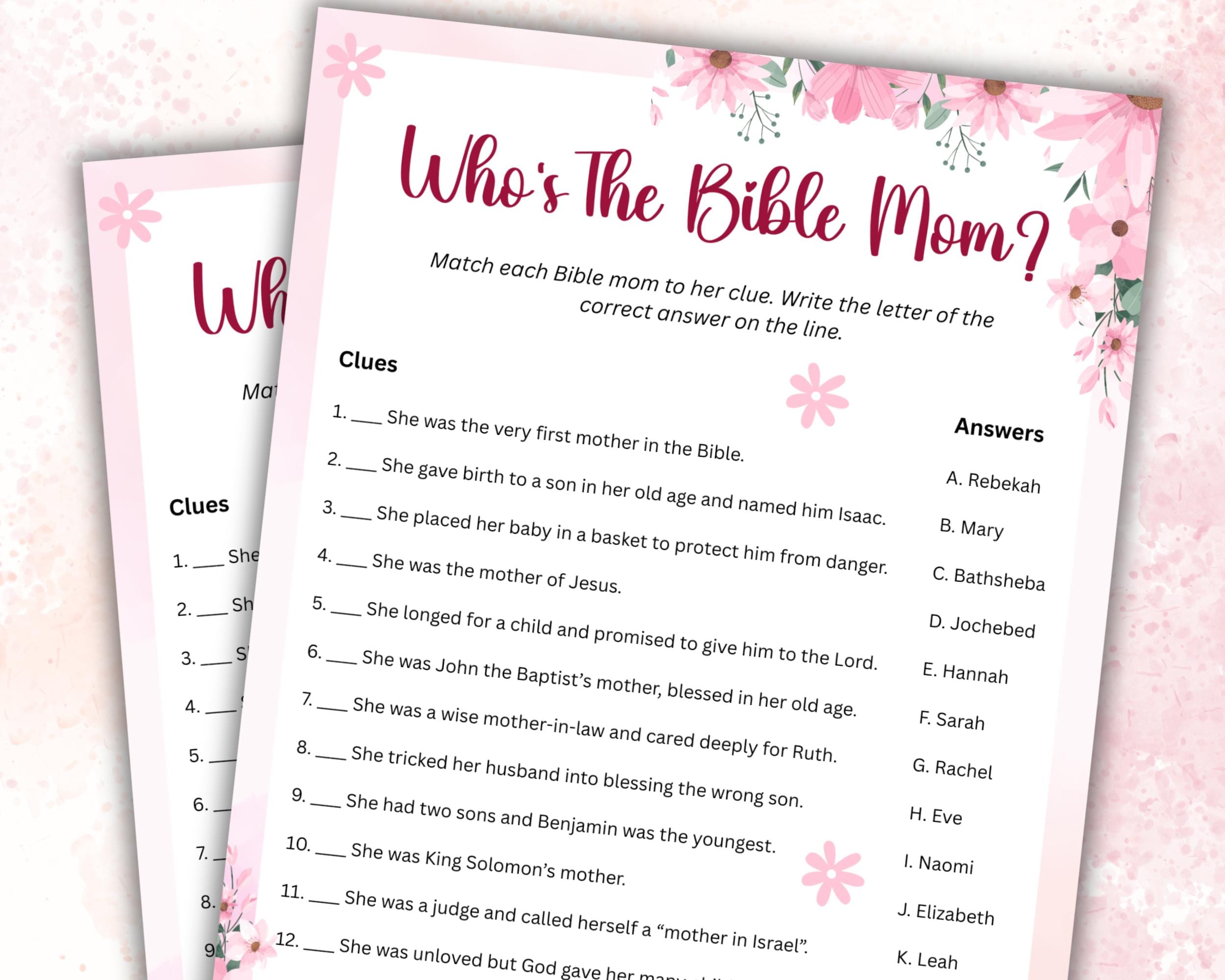 Moms of the Bible Game, Biblical Mother's Day Game, Bible Game Kids ...