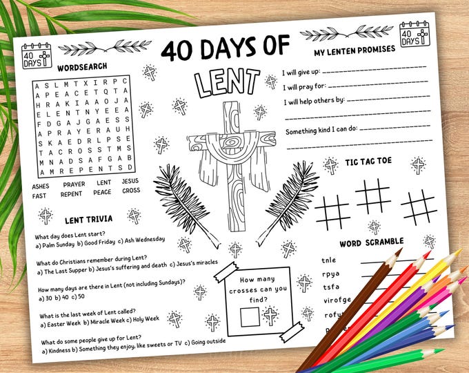 Lent Coloring Activity Sheet for Kids, Printable Lent Bible Activity ...
