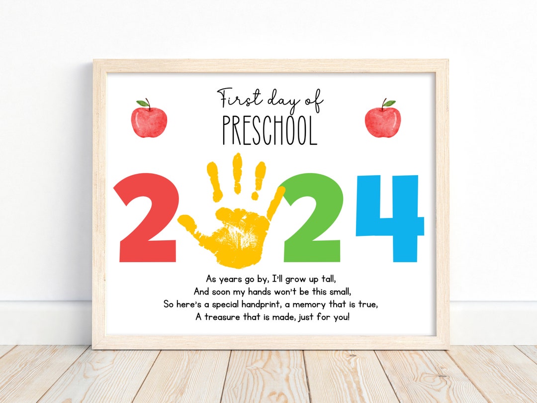 First Day of Preschool Pre-k Handprint Art, Kindergarten Preschool ...