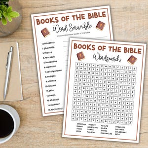 Books of the Bible Word Search & Word Scramble Puzzle, Printable Bible ...