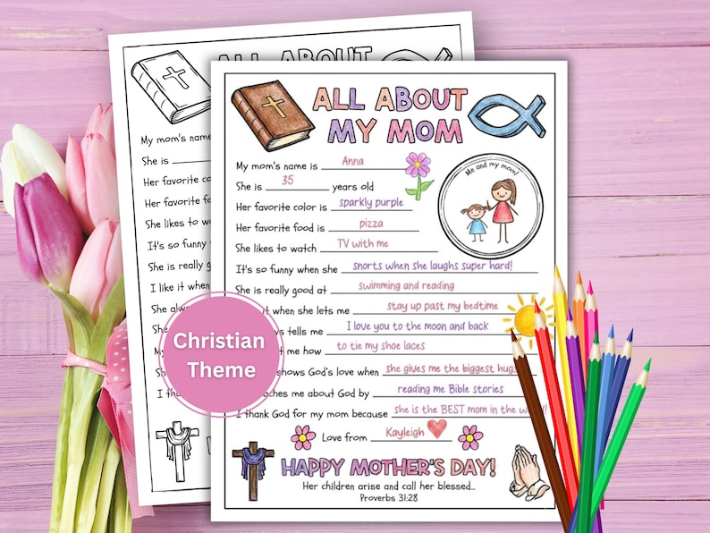 Mother's Day Bible Craft Gift for Mom, Christian All About My Mom ...