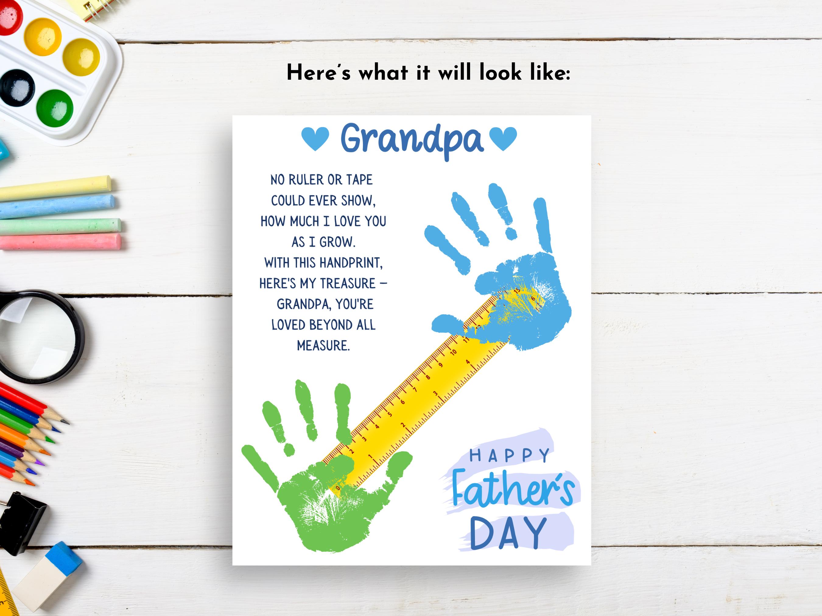 Grandpa Handprint Art, Ruler Handprint Loved Beyond Measure, Father's ...
