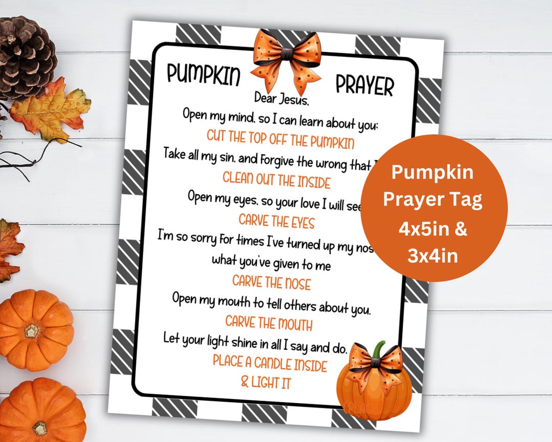Pumpkin Prayer Treat Tag Printable, Pumpkin Gospel Poem, Kids Pumpkin ...