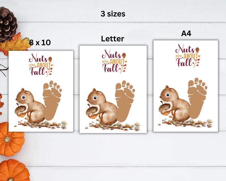 Fall Craft for Kids, Printable Handprint Footprint Art, Nuts About Fall ...