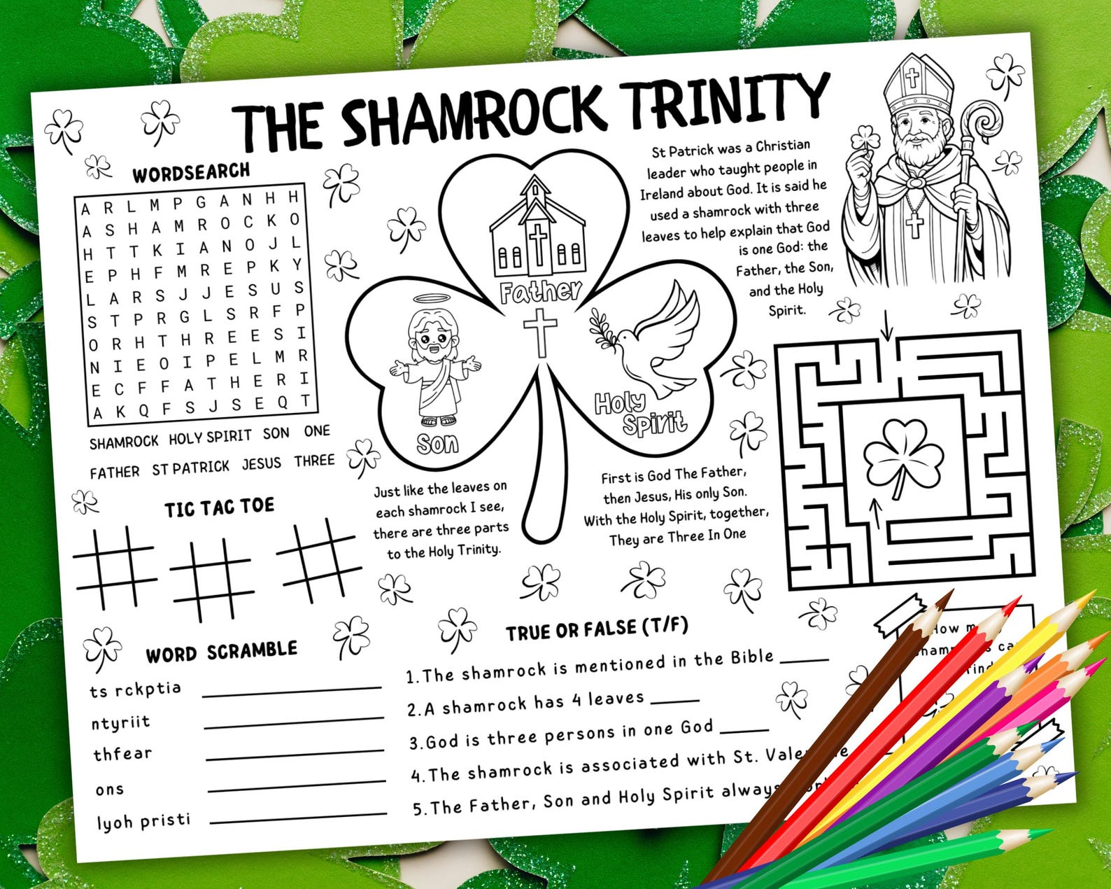 Holy Trinity Activity Placemat, Shamrock Trinity Poem, St. Patrick's ...