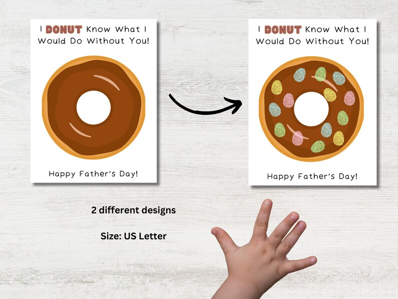 Father's Day Donut Handprint Fingerprint Art, Printable Handprint Craft ...