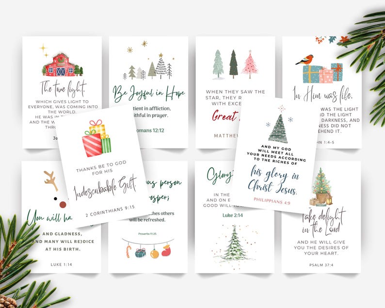 Christmas Bible Verse Cards, Religious Christmas Scripture Cards ...