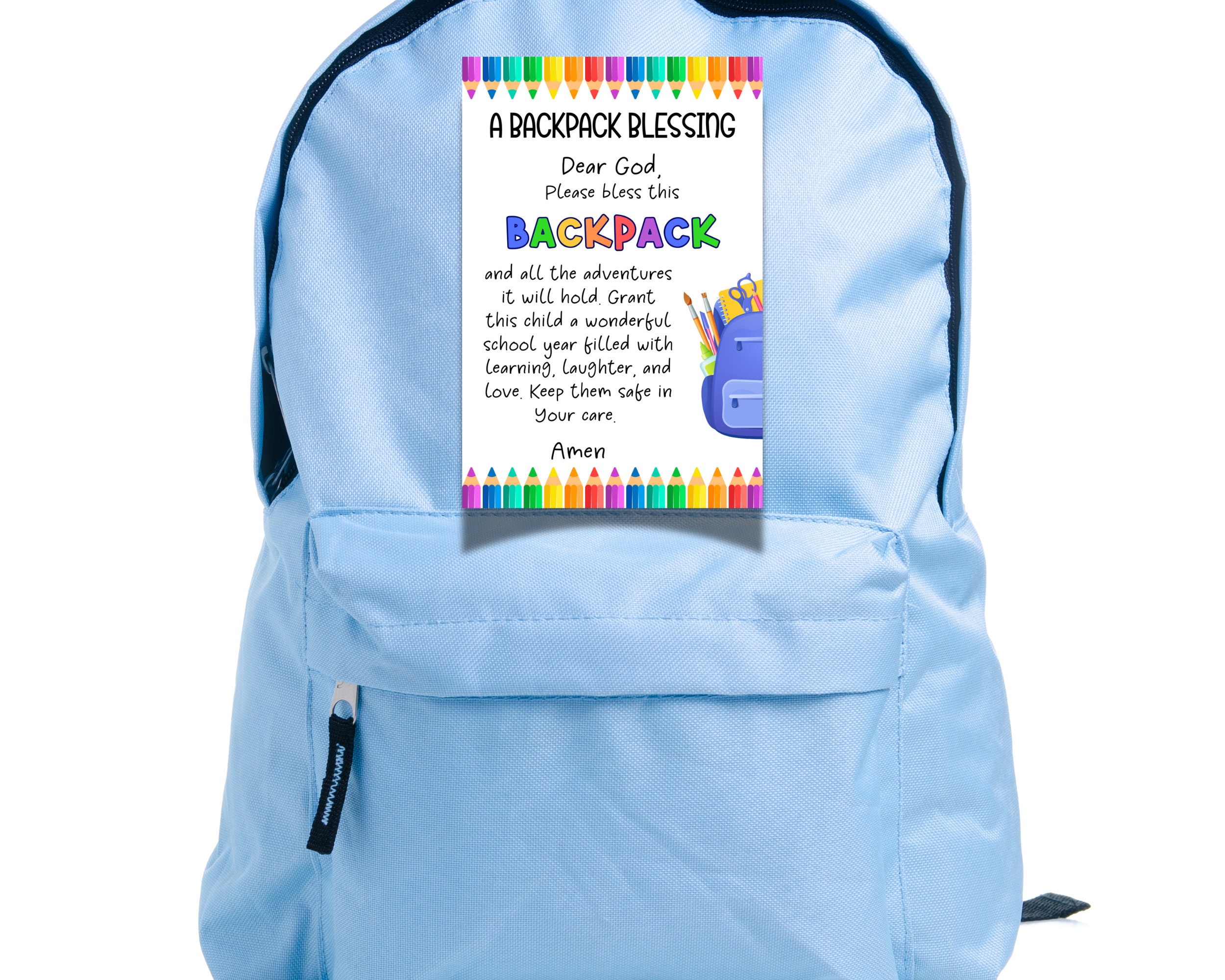 Backpack Blessing Tag Back to School, Printable Gift Tag, Christian Back Pack Prayer Card ...