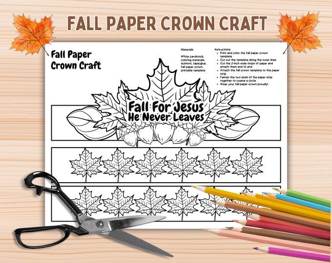 Fall for Jesus He Never Leaves Kids Activity Craft Paper Sunday School ...