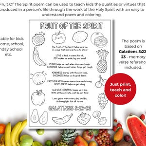 Fruit of the Spirit Coloring Page Printable, Galatians 5 22-23 Bible ...