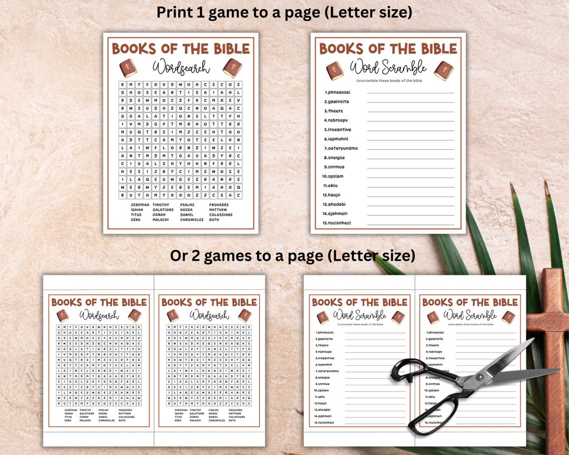 Books of the Bible Word Search & Word Scramble Puzzle, Printable Bible ...