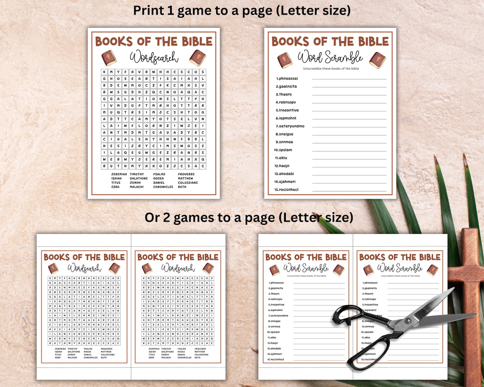 Books of the Bible Word Search & Word Scramble Puzzle, Printable Bible ...