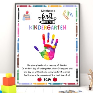 Editable First Day of Kindergarten Handprint Poem Printable, 1st Day of ...