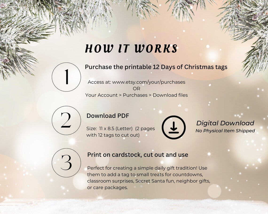 12 Days of Christmas Gift Tags, 12 Days of Christmas Printable, Secret ...