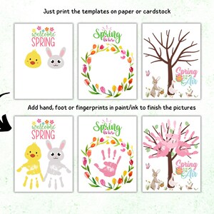 Spring Handprint Art Bundle, Spring Handprint Craft, Printable, Spring ...