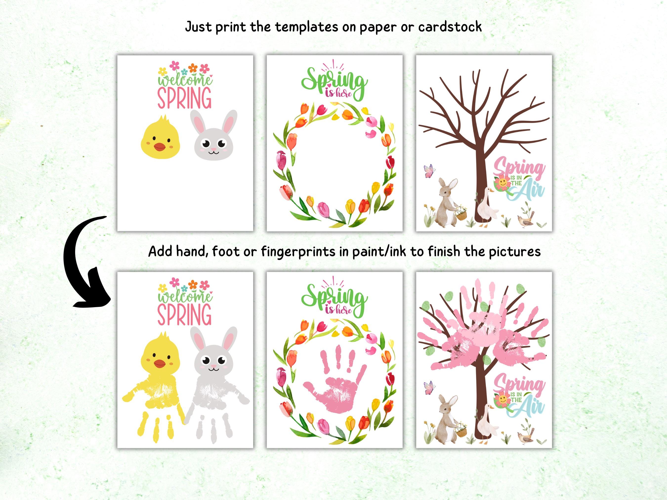 Spring Handprint Art Bundle, Spring Handprint Craft, Printable, Spring ...