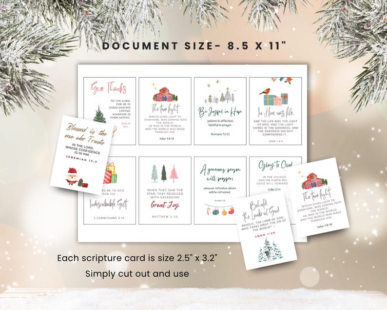 Christmas Bible Verse Cards, Religious Christmas Scripture Cards ...