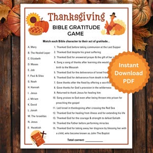 Thanksgiving Bible Gratitude Game, Kids, Adults, Youth Groups, Bible ...