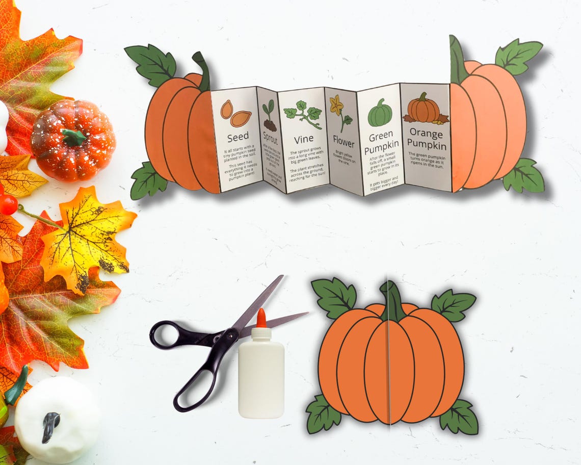 Pumpkin Life Cycle Folding Surprise Paper Craft, Fall Craft Printable ...