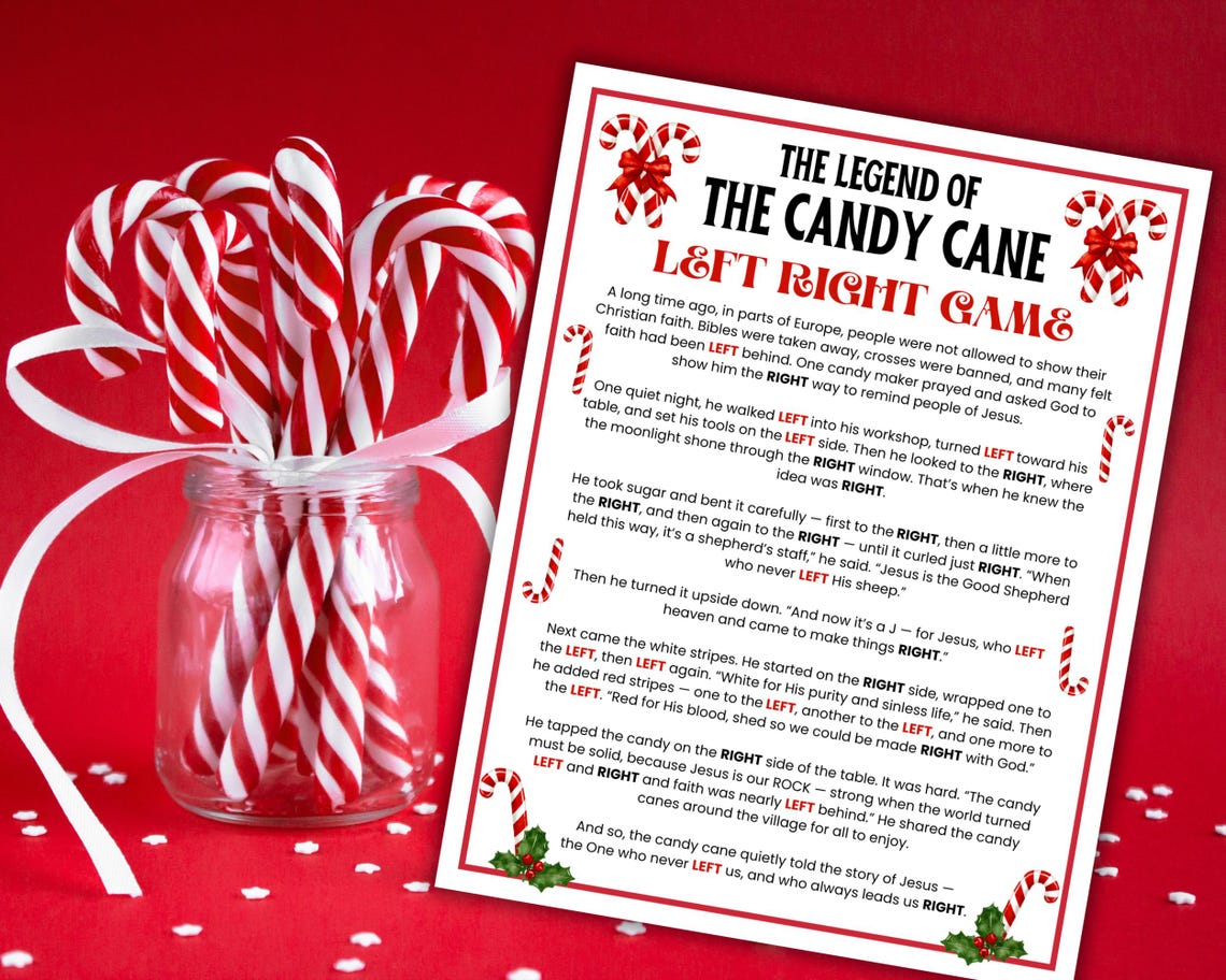 Legend of the Candy Cane Game, Christian Christmas Left Right Game ...