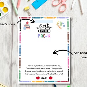 Editable First Day of Pre-k Handprint Art, First Day of School ...