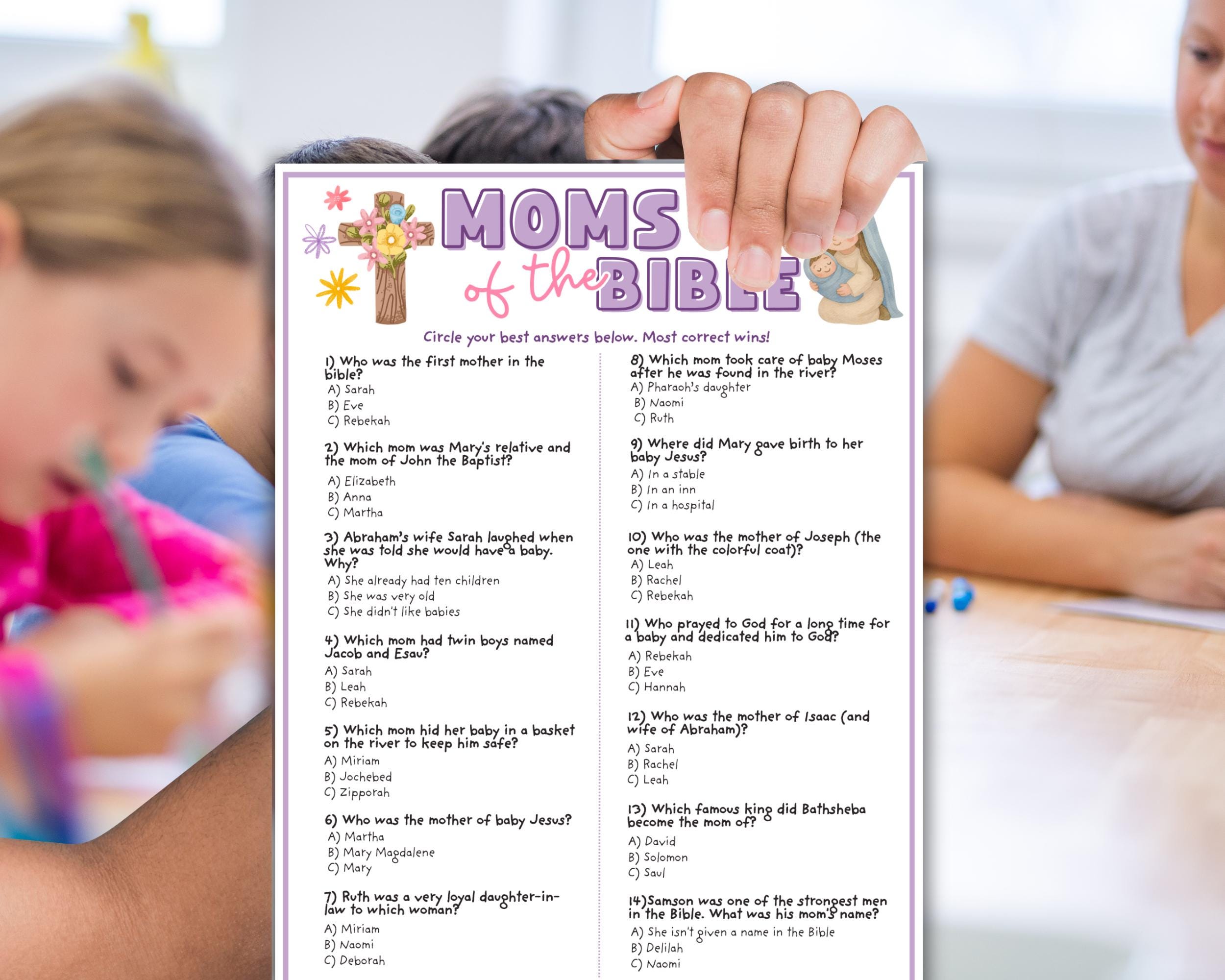 Moms of the Bible Game Printable, Christian Mother's Day Game, Bible ...