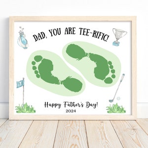 Father's Day Golf Handprint Footprint Art, Printable Craft, Father's ...