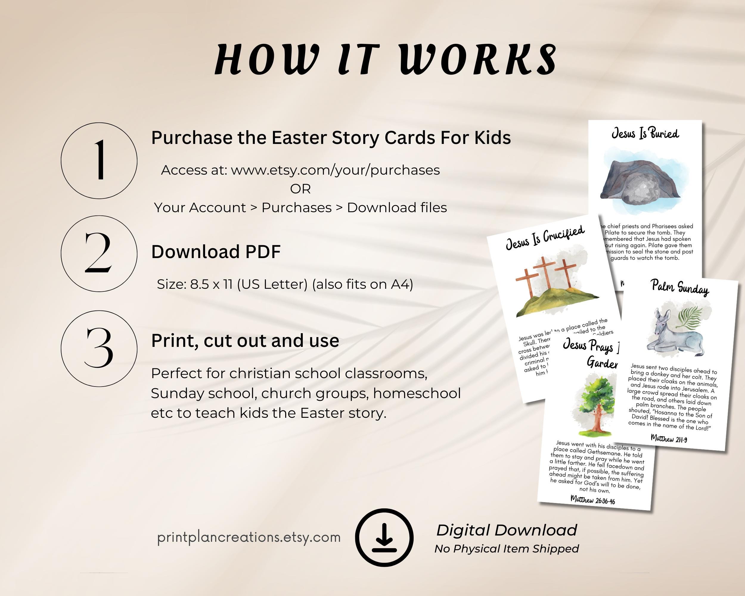 Holy Week Cards for Kids, Printable Easter Story Bible Verse Cards ...