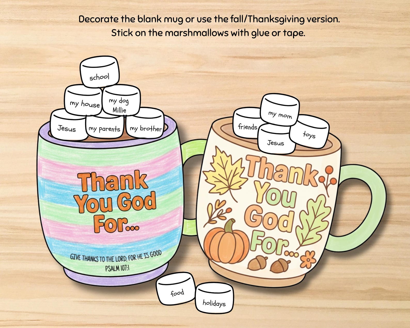 Gratitude Mug Bible Craft Printable, Thanksgiving Craft for Kids ...