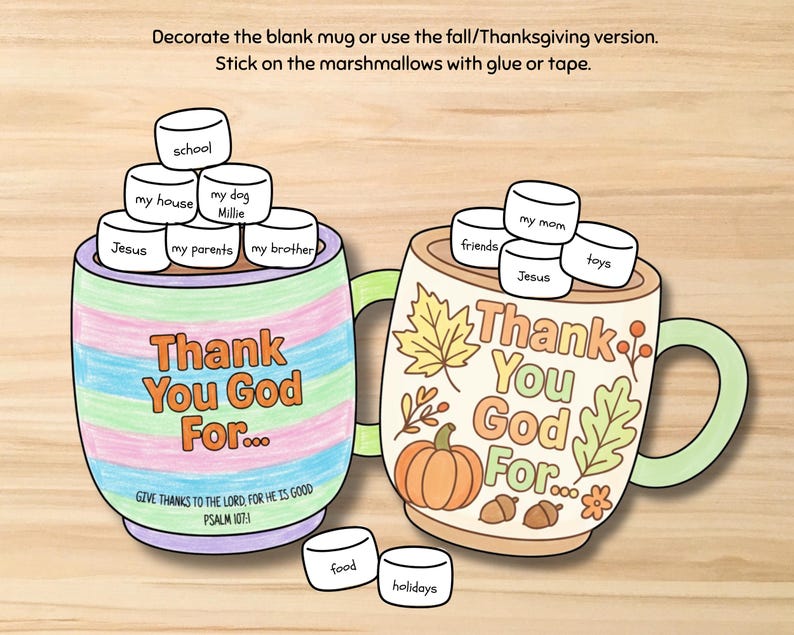 Gratitude Mug Bible Craft Printable, Thanksgiving Craft for Kids ...
