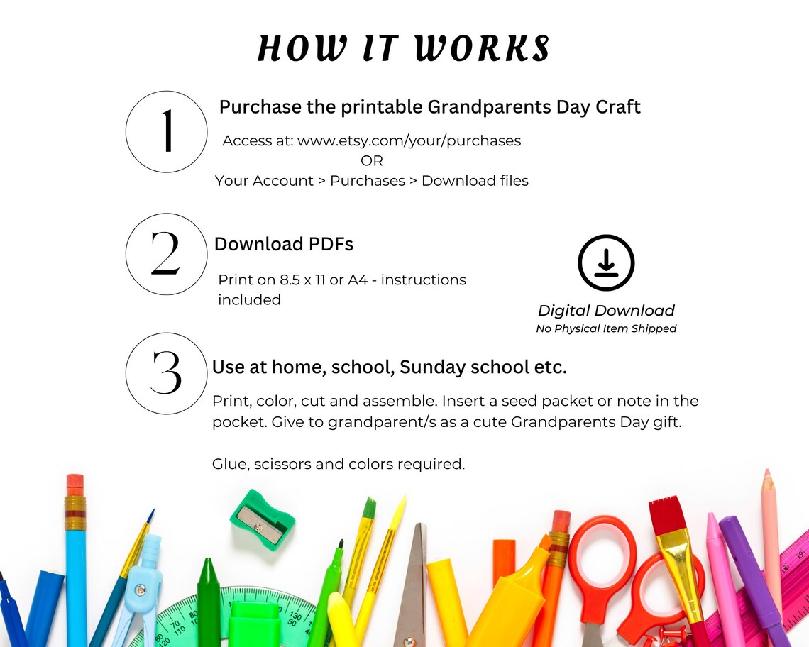 Grandparents Day Craft Printable, Watering Can Seed Packet Gift, Flower ...