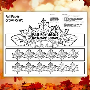 Fall Paper Crown Craft, Fall for Jesus He Never Leaves Coloring Page ...