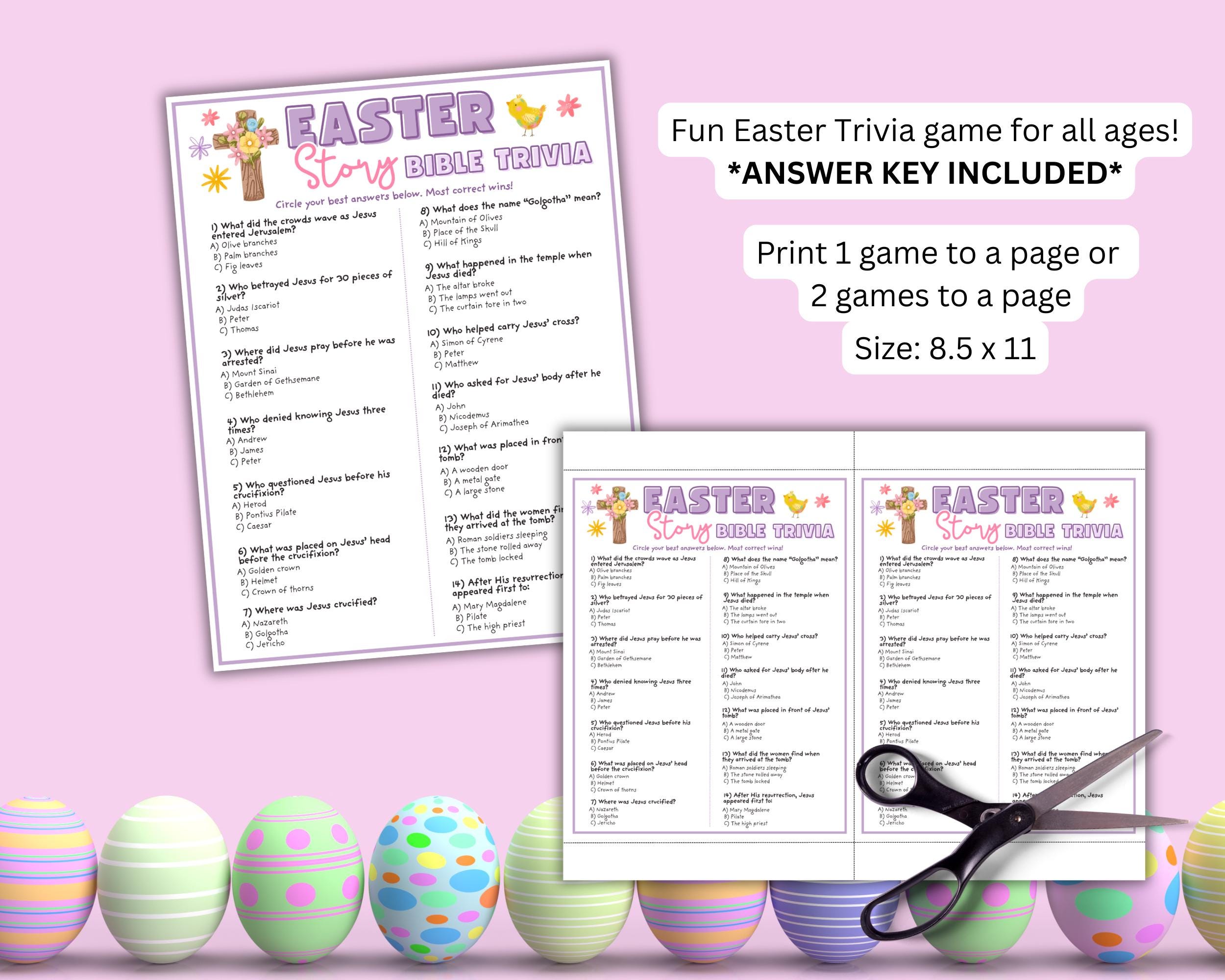 Easter Story Bible Trivia Questions for Kids, Christian Trivia Game ...