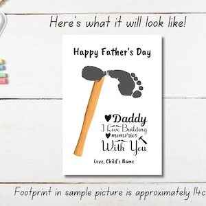 Father's Day Hammer Handprint Footprint Art, Printable Craft, Father's ...