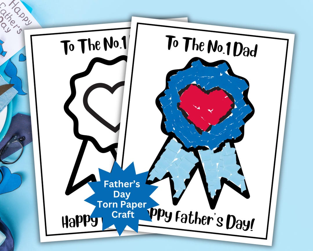 Father's Day Torn Paper Craft Printable, Father's Day Gift to Dad From ...