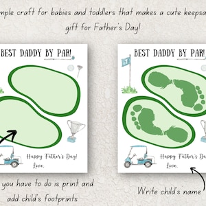 Father's Day Golf Handprint Footprint Art, Best Dad by Par, Printable ...