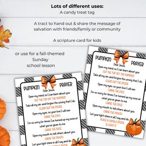 Pumpkin Prayer Treat Tag Printable, Pumpkin Gospel Poem, Kids Pumpkin ...