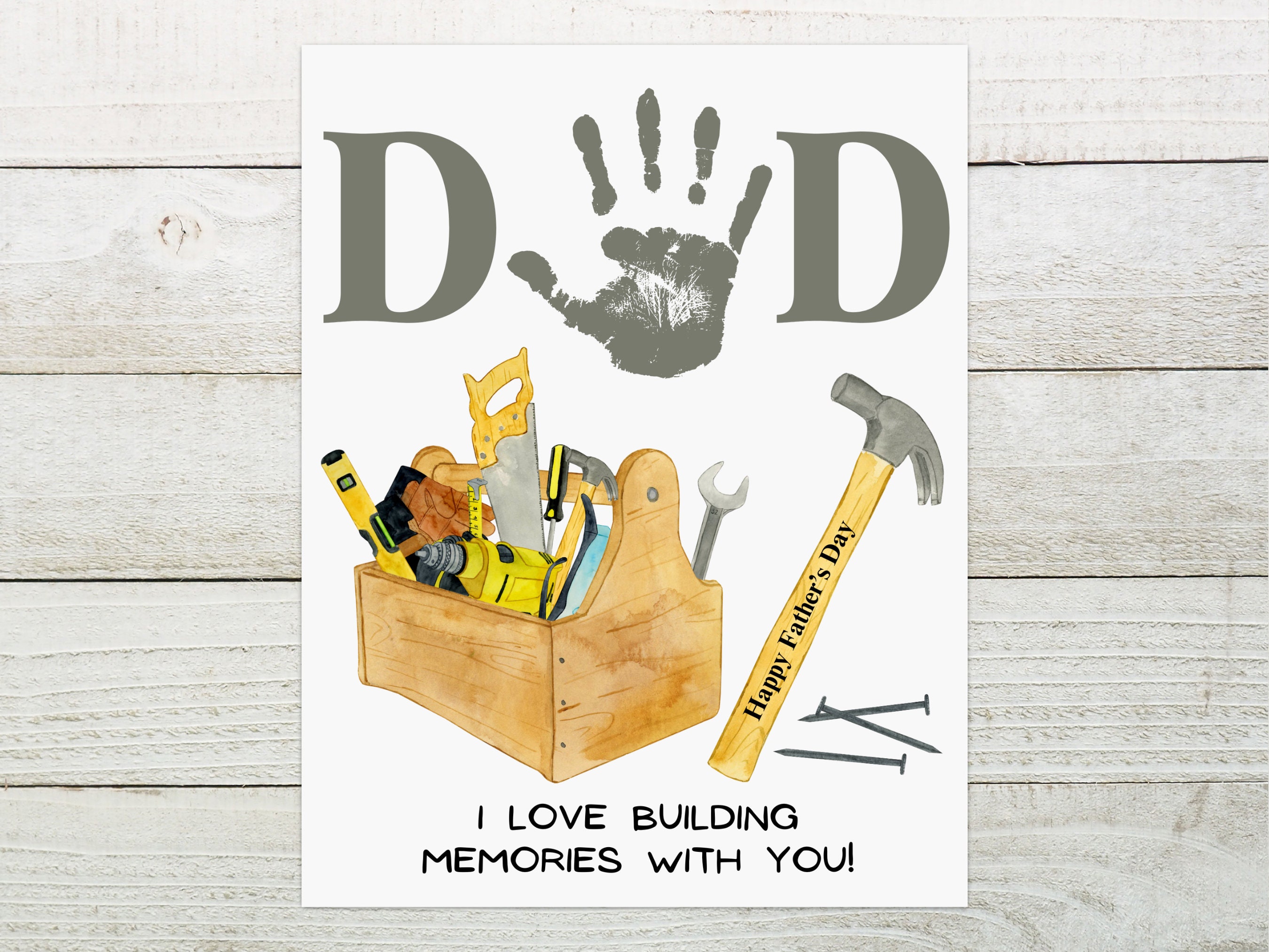 Father's Day Dad Handprint Art, I Love Building Memories With You ...