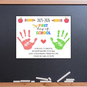 First Day of School Handprint Art, Kindergarten Preschool Handprint ...