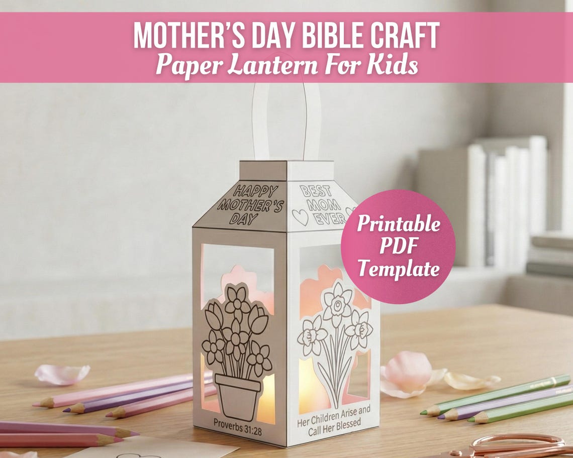 Mothers Day Bible Craft for Kids, Paper Lantern Craft Printable ...