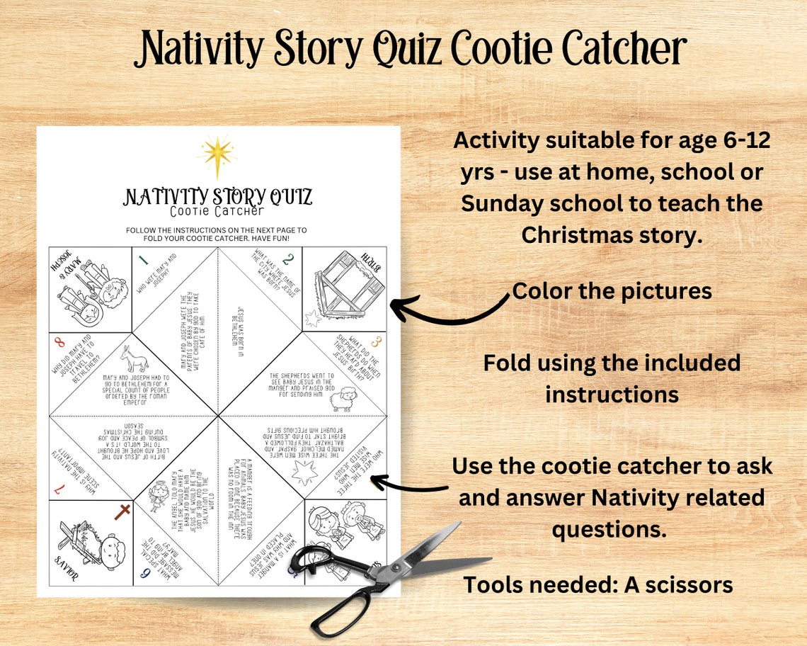Nativity Story Printable, Nativity Activity, Christmas Cootie Catcher ...