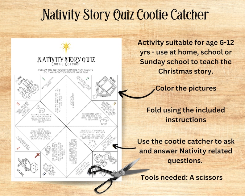 Nativity Story Printable, Nativity Activity, Christmas Cootie Catcher ...